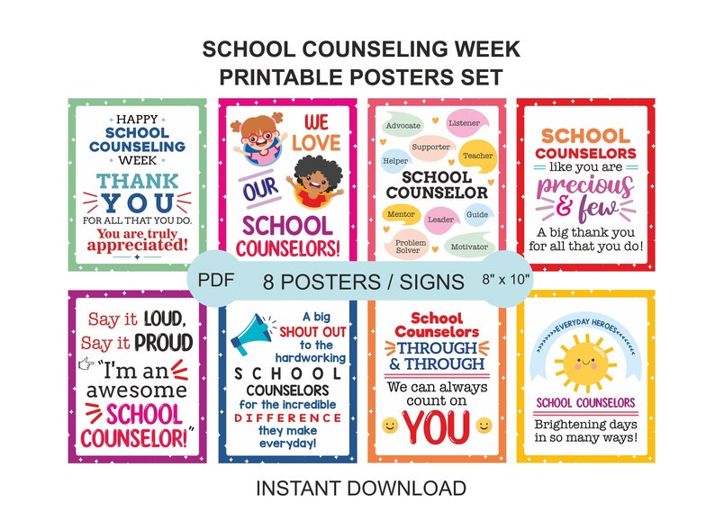 School Counseling Week Signs Printable / School Counselor Week Posters ...