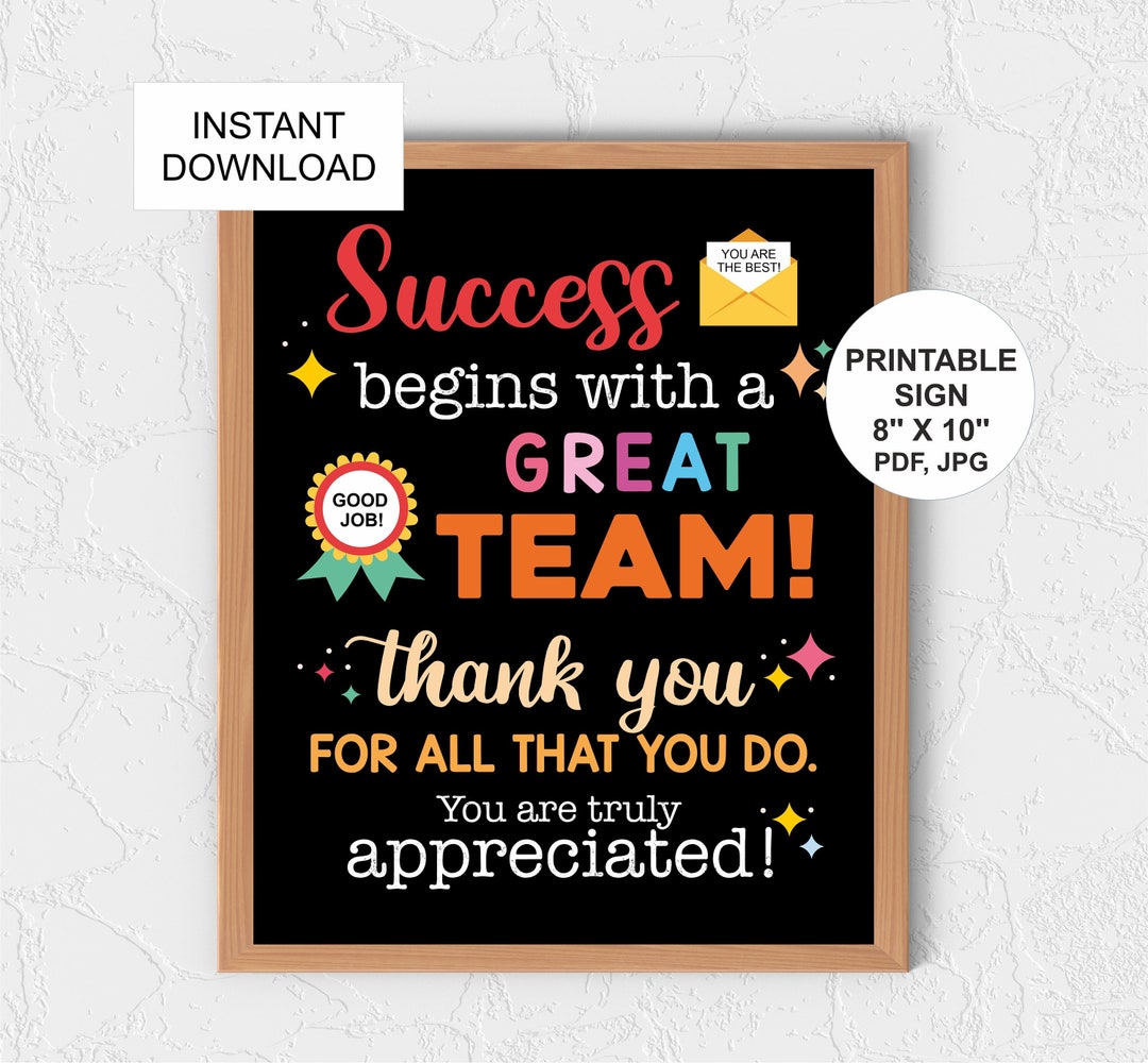 Team Appreciation Sign Printable / Team Thank You Sign / Employee ...
