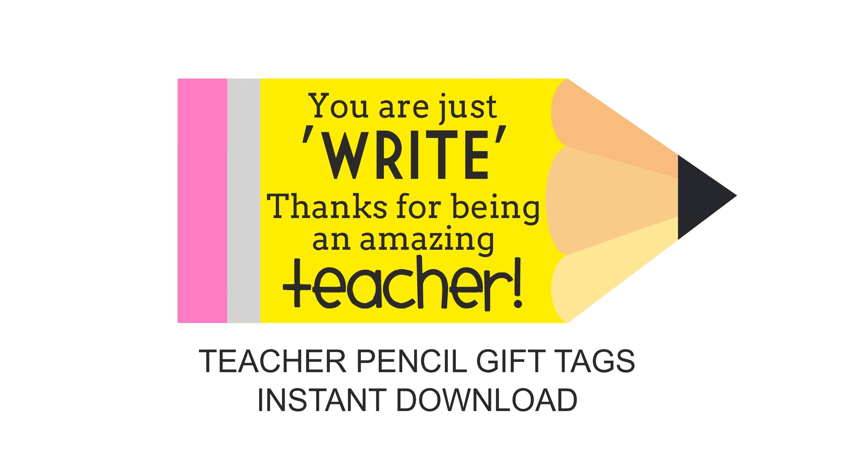 Teacher Appreciation Gift Tag / Printable Pencil Gift Tag / Printable ...