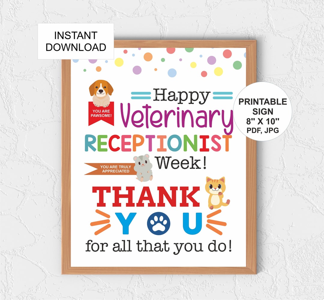Veterinary Receptionist Week Sign Printable / Vet Receptionist Gift ...