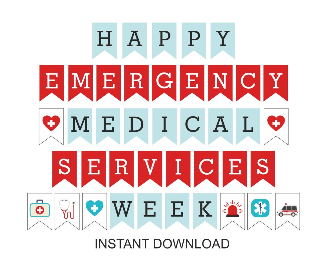 Happy Emergency Medical Services Week Banner Printable / Happy - Etsy