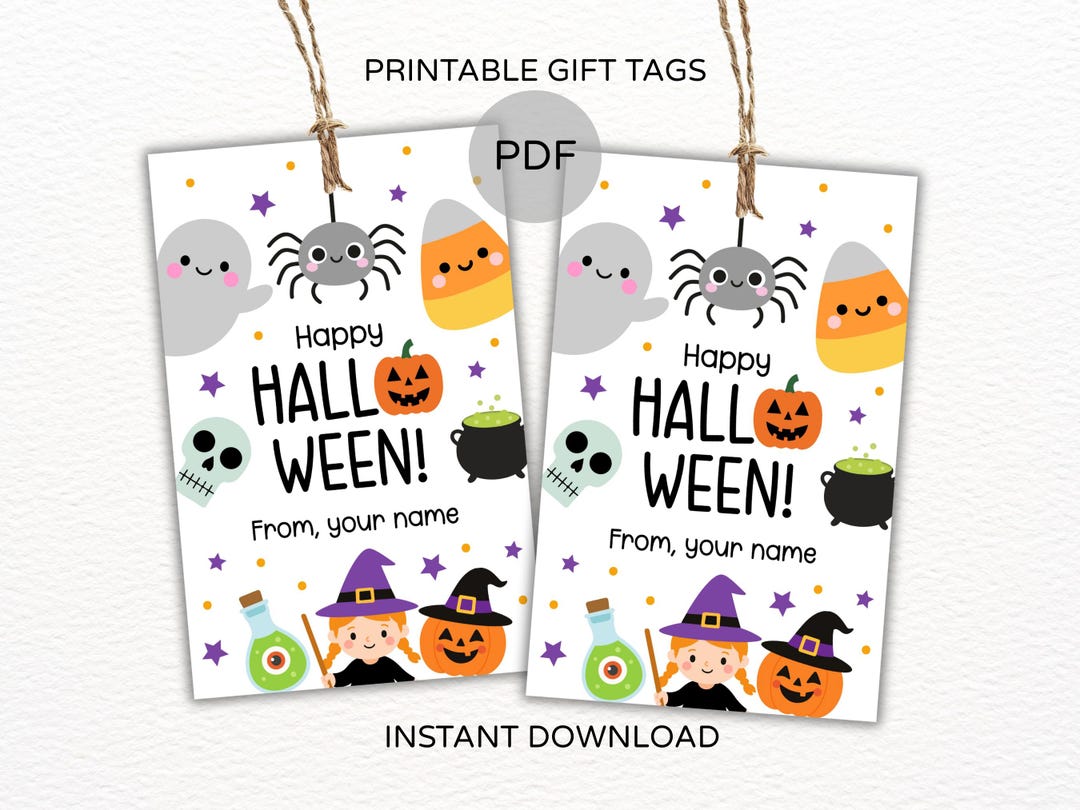 Happy Halloween Tags Printable / Happy Halloween Gift Tag / Cute ...