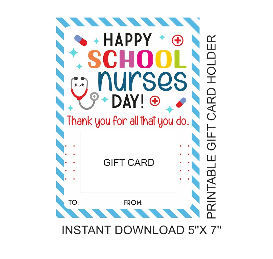School Nurses Day Gift Card Holder Printable / School Nurse ...