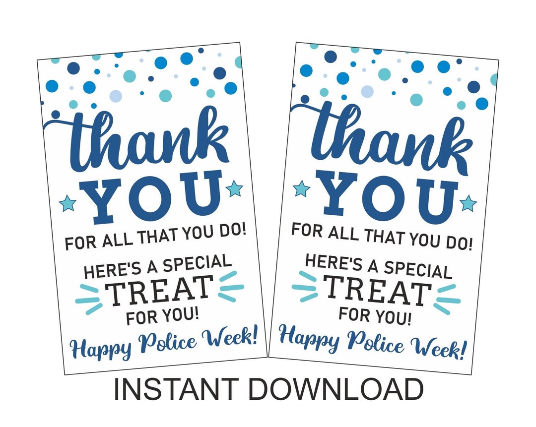 Police Week Candy Tags Printable / Police Week Treat Tag / Police Treat ...