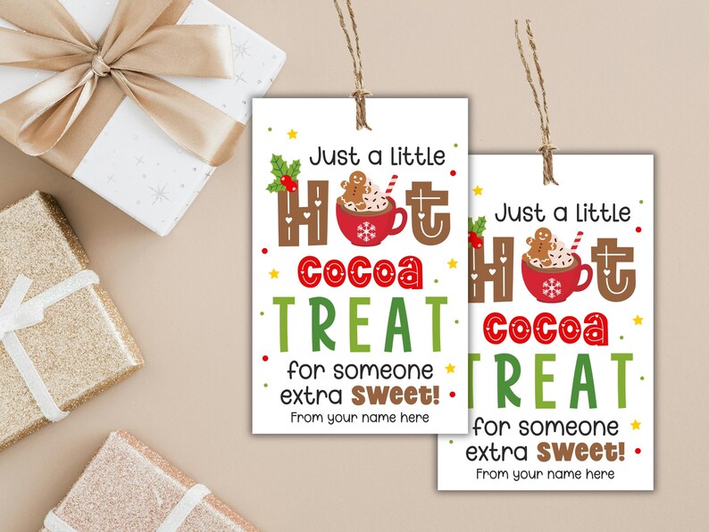 Holiday Hot Chocolate Tag Printable / Christmas Hot Chocolate Tag ...