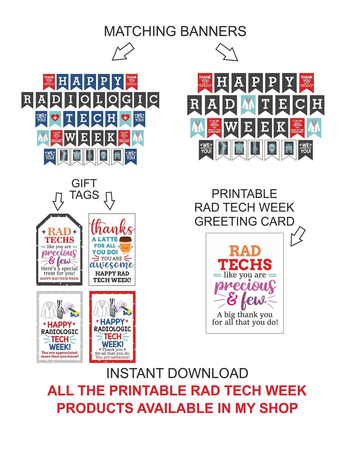 Rad Tech Week Gifts Tag Printable / Rad Tech Week Stickers - Etsy