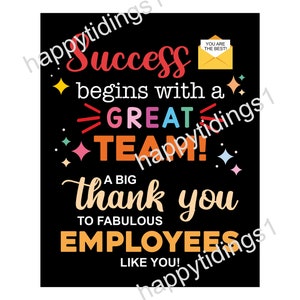 Employee Thank You Sign Printable / Employee Thank You Poster ...