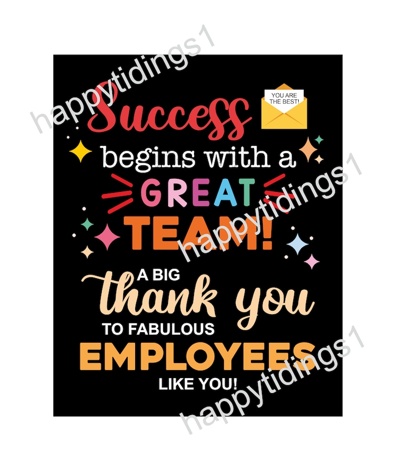 Employee Thank You Sign Printable / Employee Thank You Poster ...