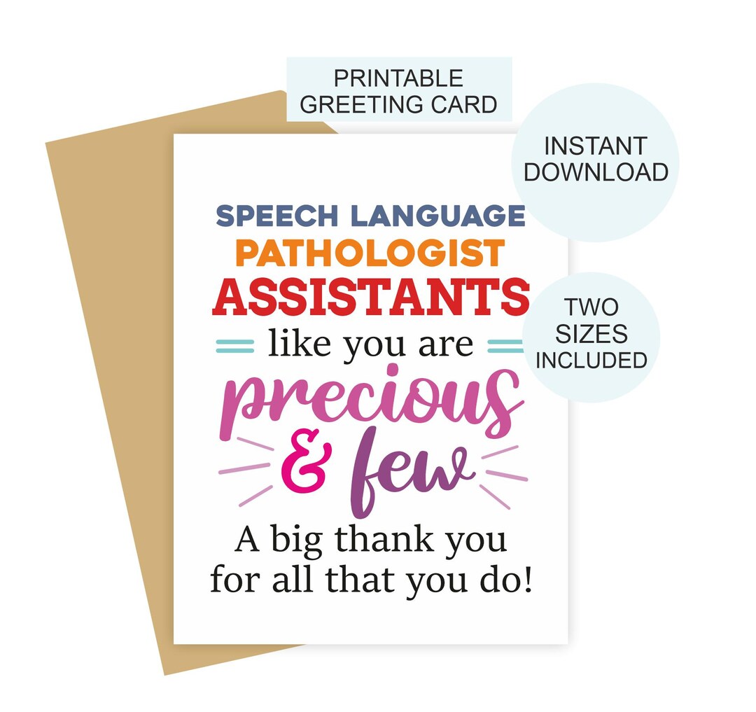 SLPA Appreciation Card Printable / SLPA Card / Speech Language ...