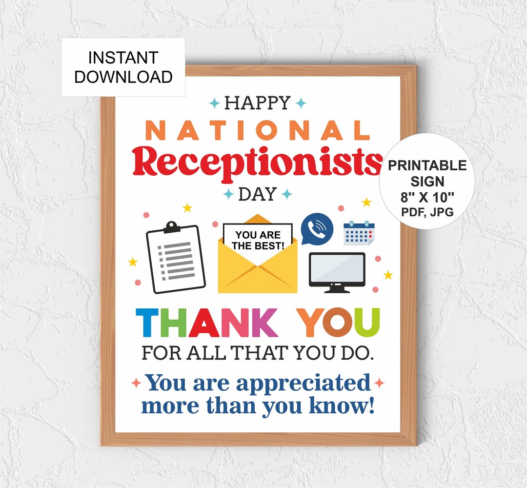 Receptionist Day Sign Printable / Receptionists Day Poster ...