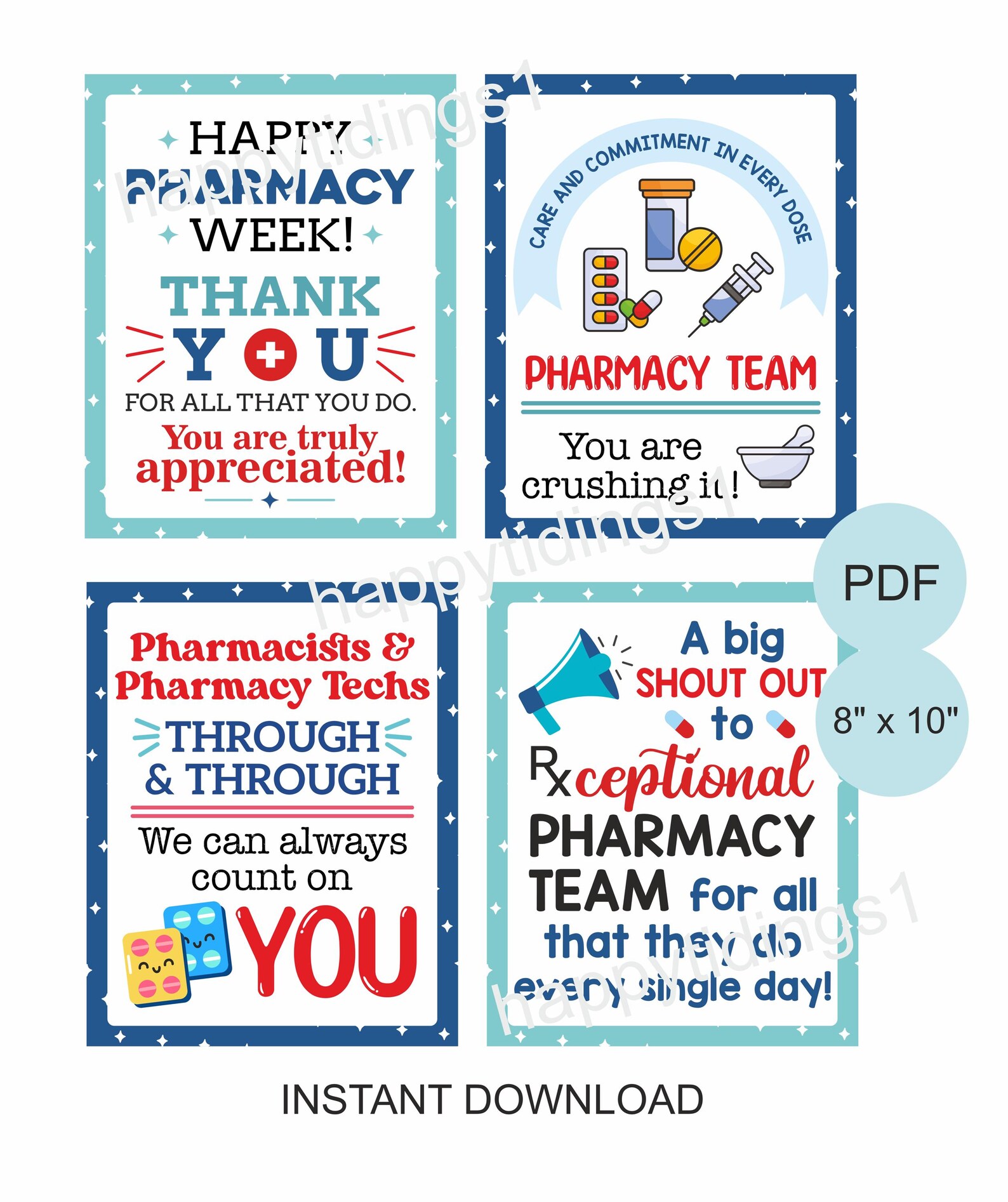 Pharmacy Week Posters Set of 8 Printable / Pharmacy Week Signs ...