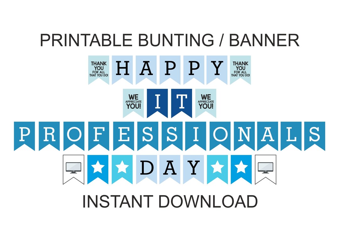 Blue IT Professional Day Banner Printable / IT Professionals Day Decor ...