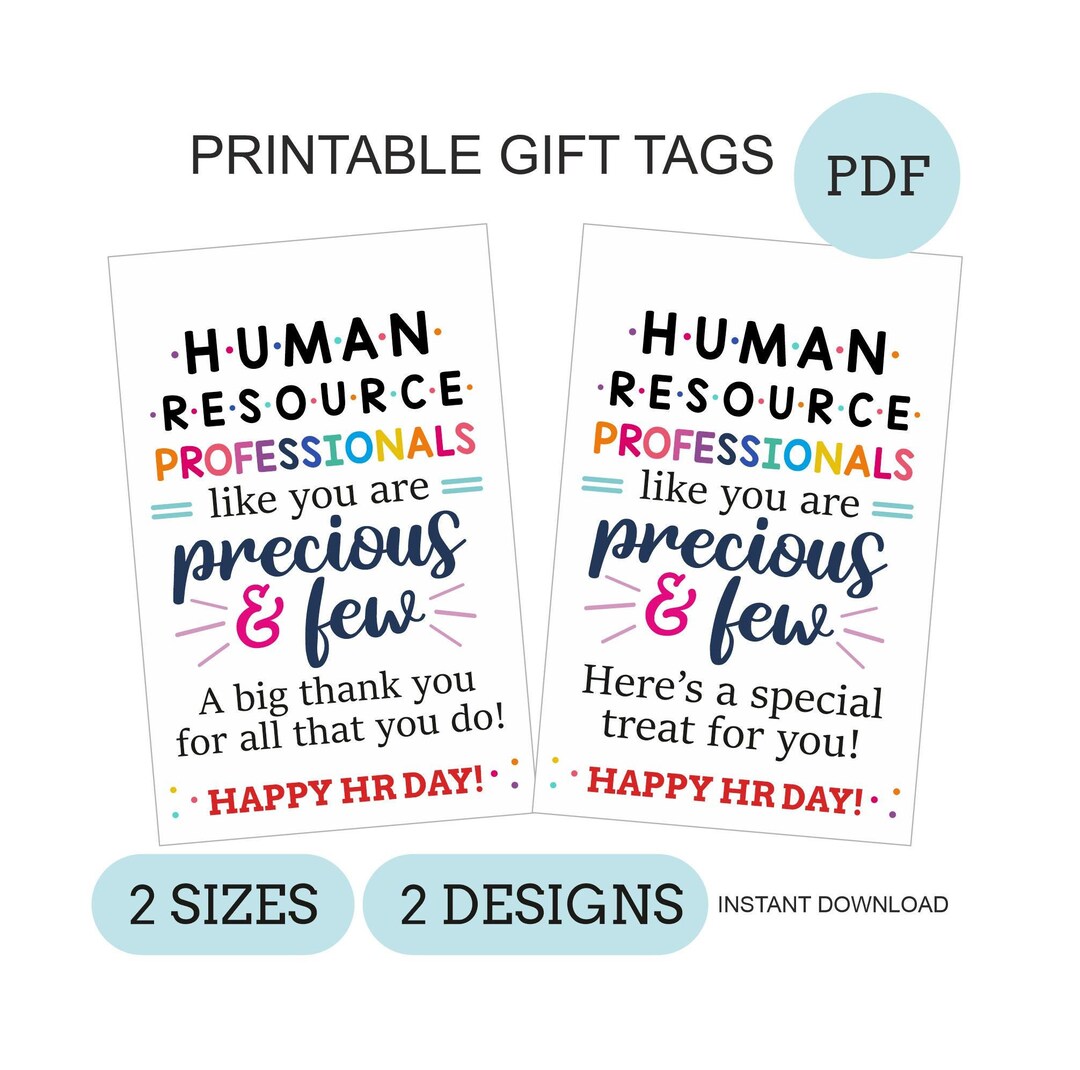 HR Day Thank You Tags Printable / HR Day Treat Tags / Human Resource ...