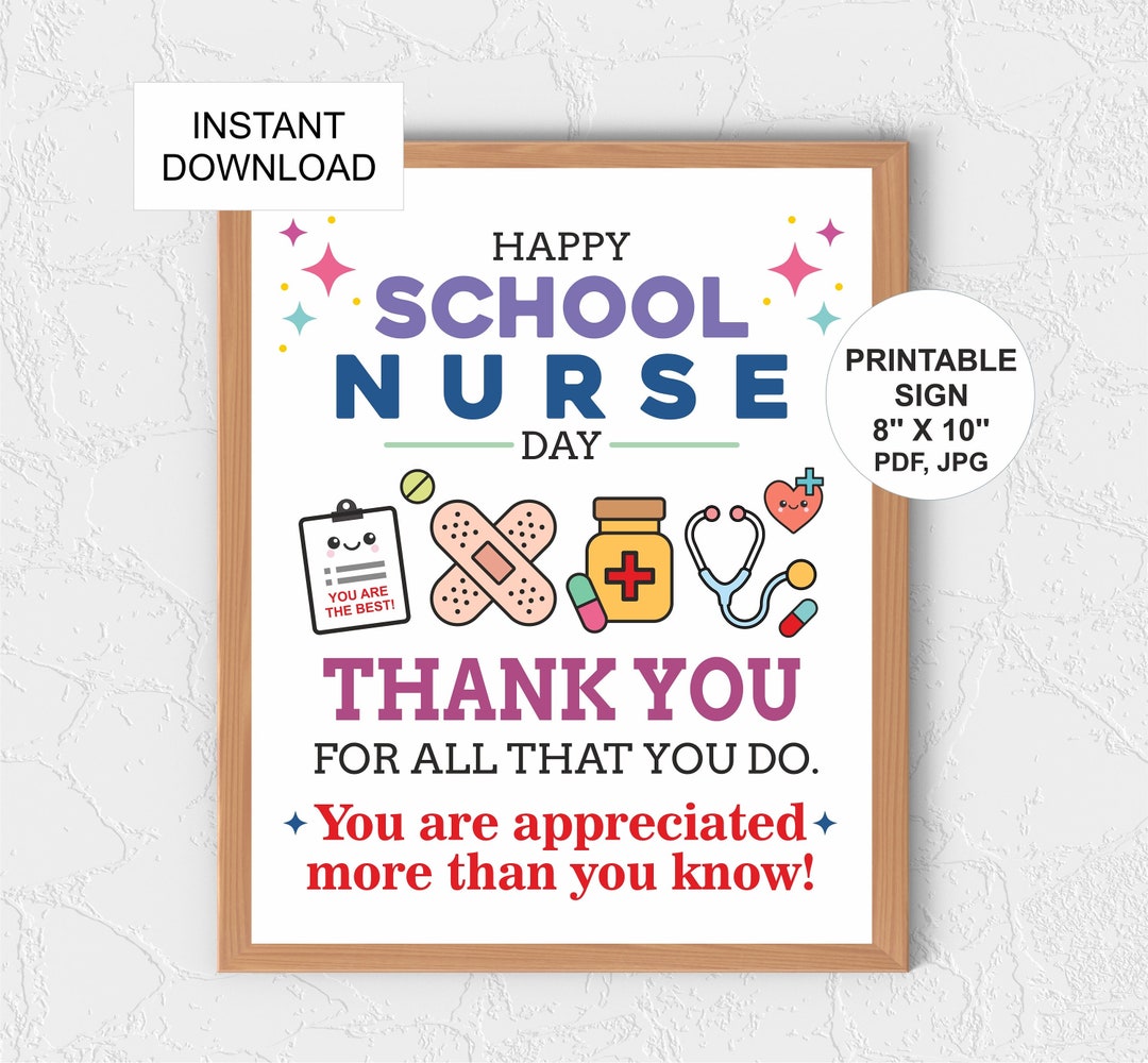School Nurse Day Sign Printable / School Nurse Appreciation Day Sign ...