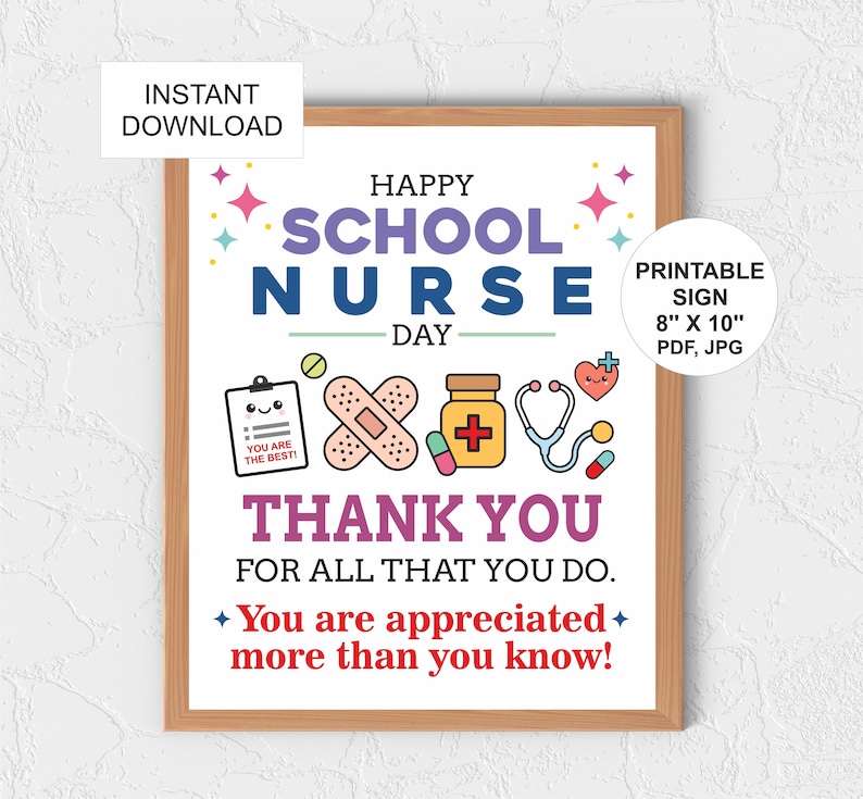 School Nurse Day Sign Printable / School Nurse Appreciation Day Sign ...