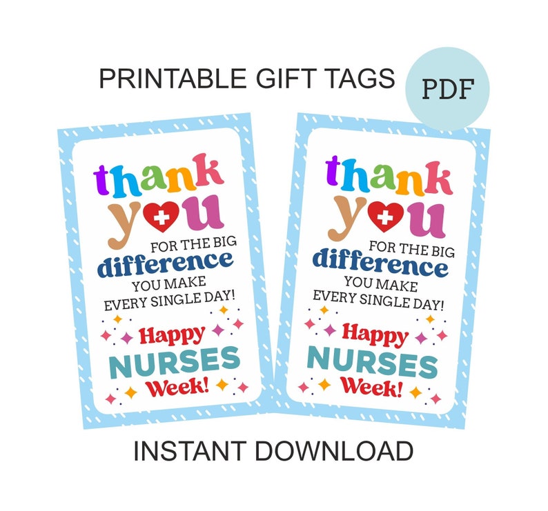 Nurses Week Tags Printable / Nurse Week Thank You Tags / Nurse ...