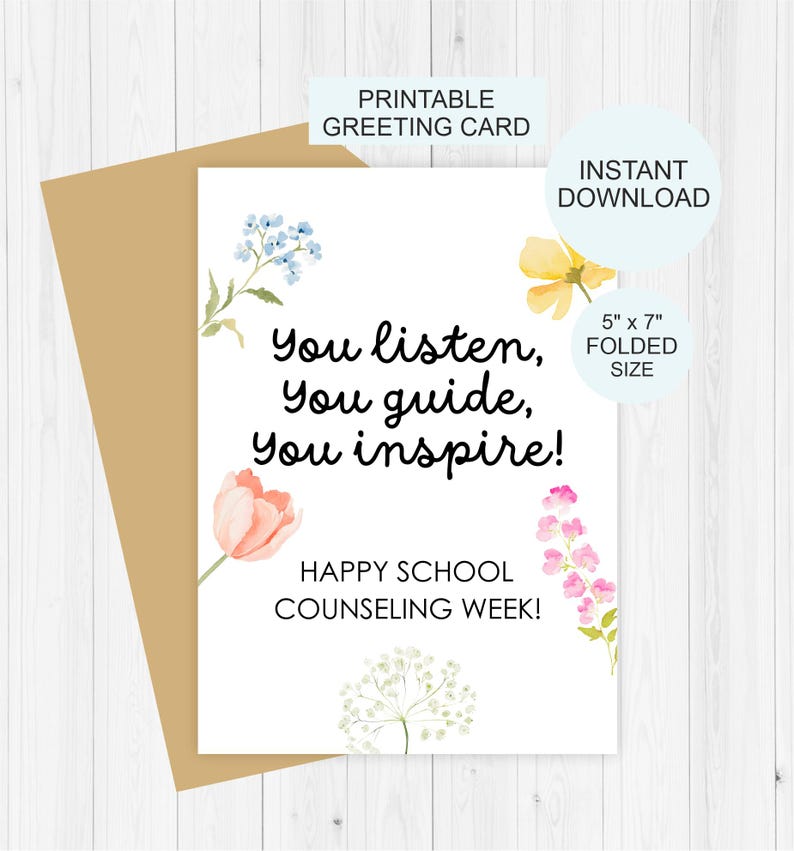 School Counselor Card Printable / Card for School Counselor / School ...