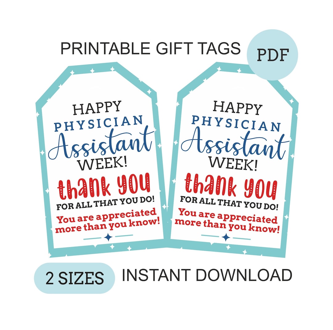 Physician Assistant Appreciation Tag Printable / PA Appreciation / PA ...