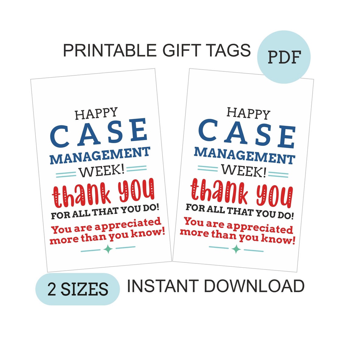 Case Manager Appreciation Tag Printable / Case Management Week Gift Tag ...