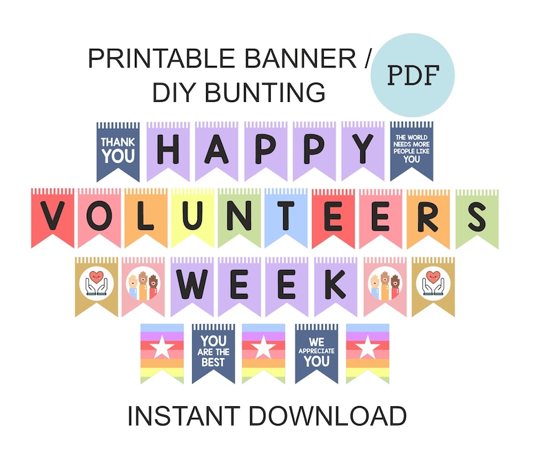Volunteer Week Banner Printable / Volunteer Appreciation Week Banner ...