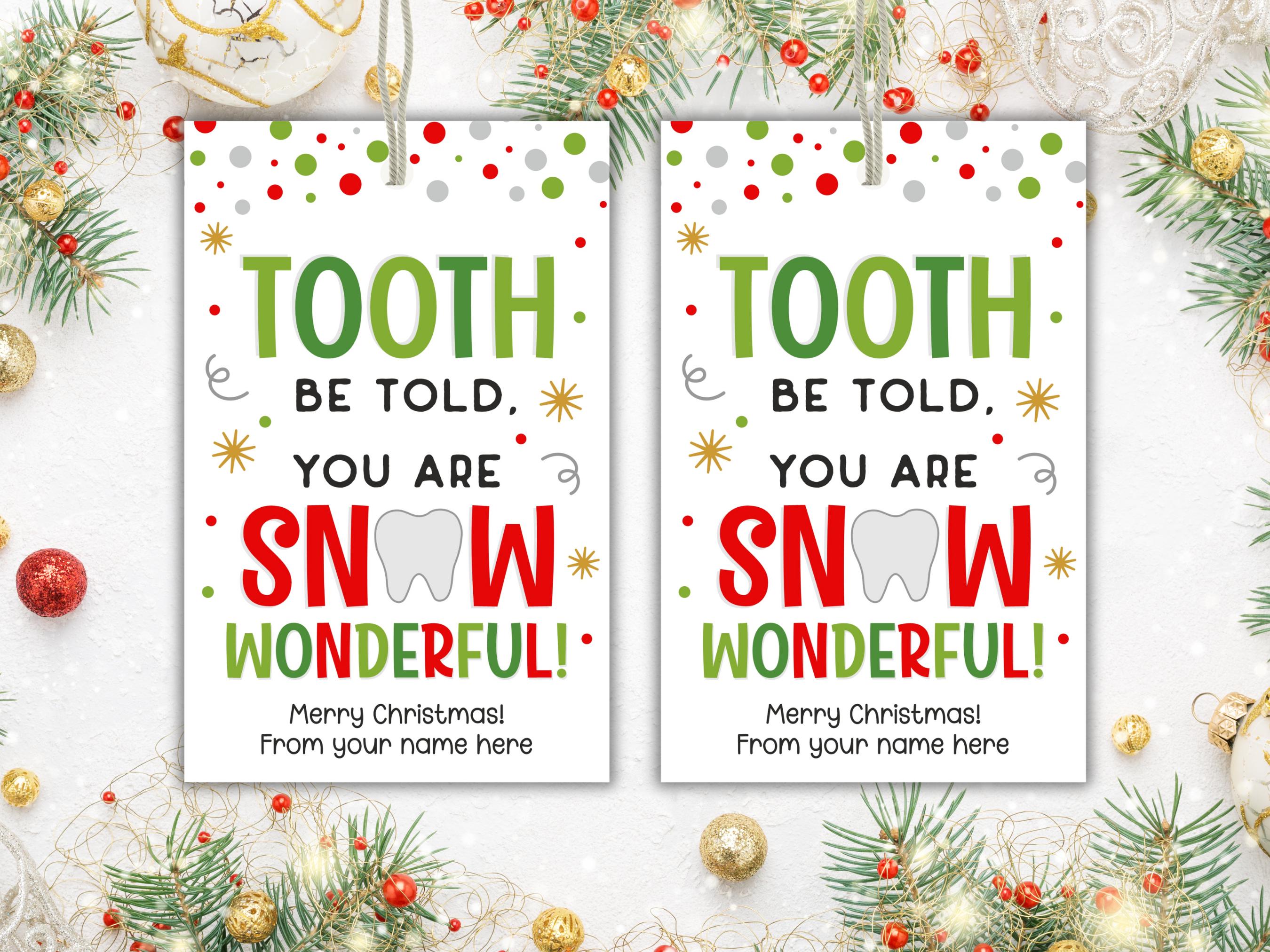 Christmas Dental Gift Tags Printable Holiday Dental Appreciation Tag ...