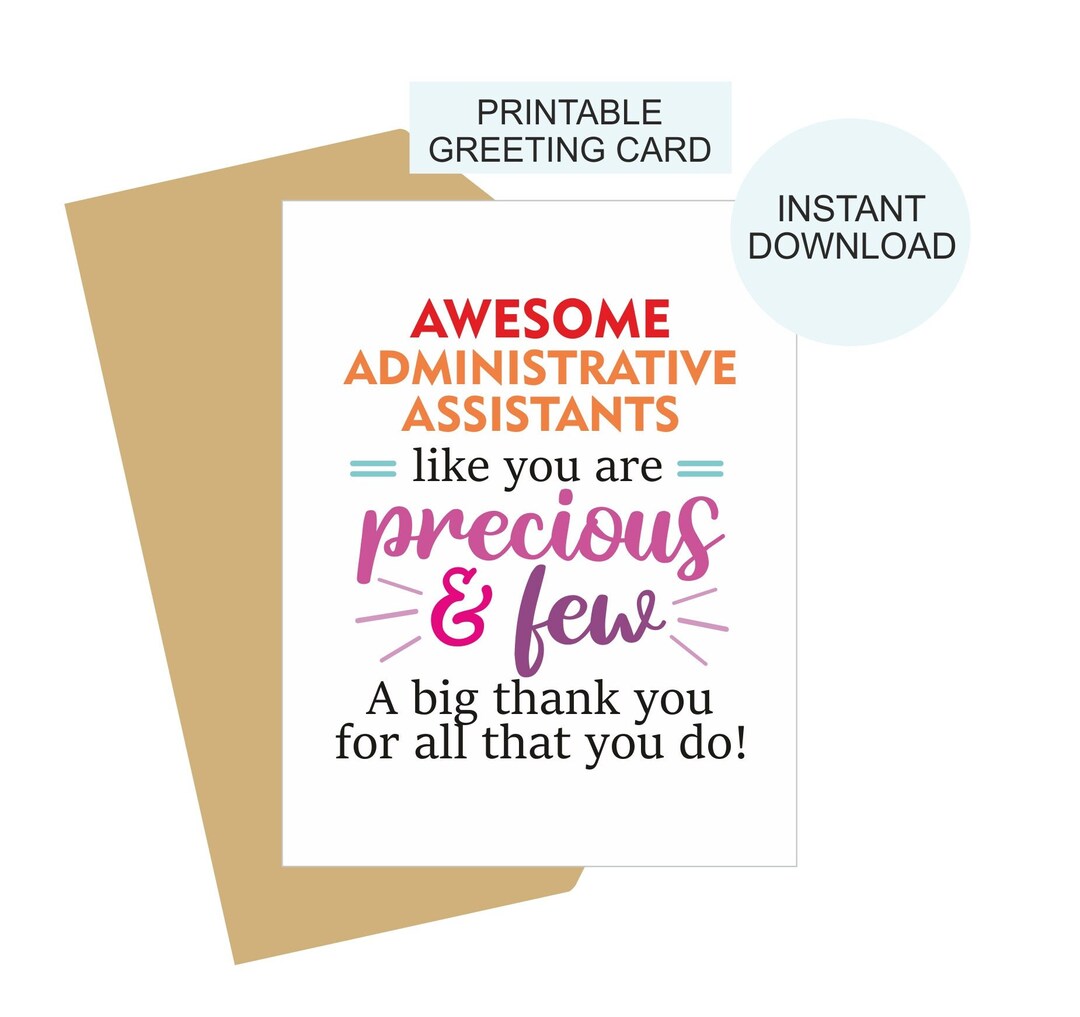 Administrative Assistant Card Printable / Administrative Assistant Gift ...