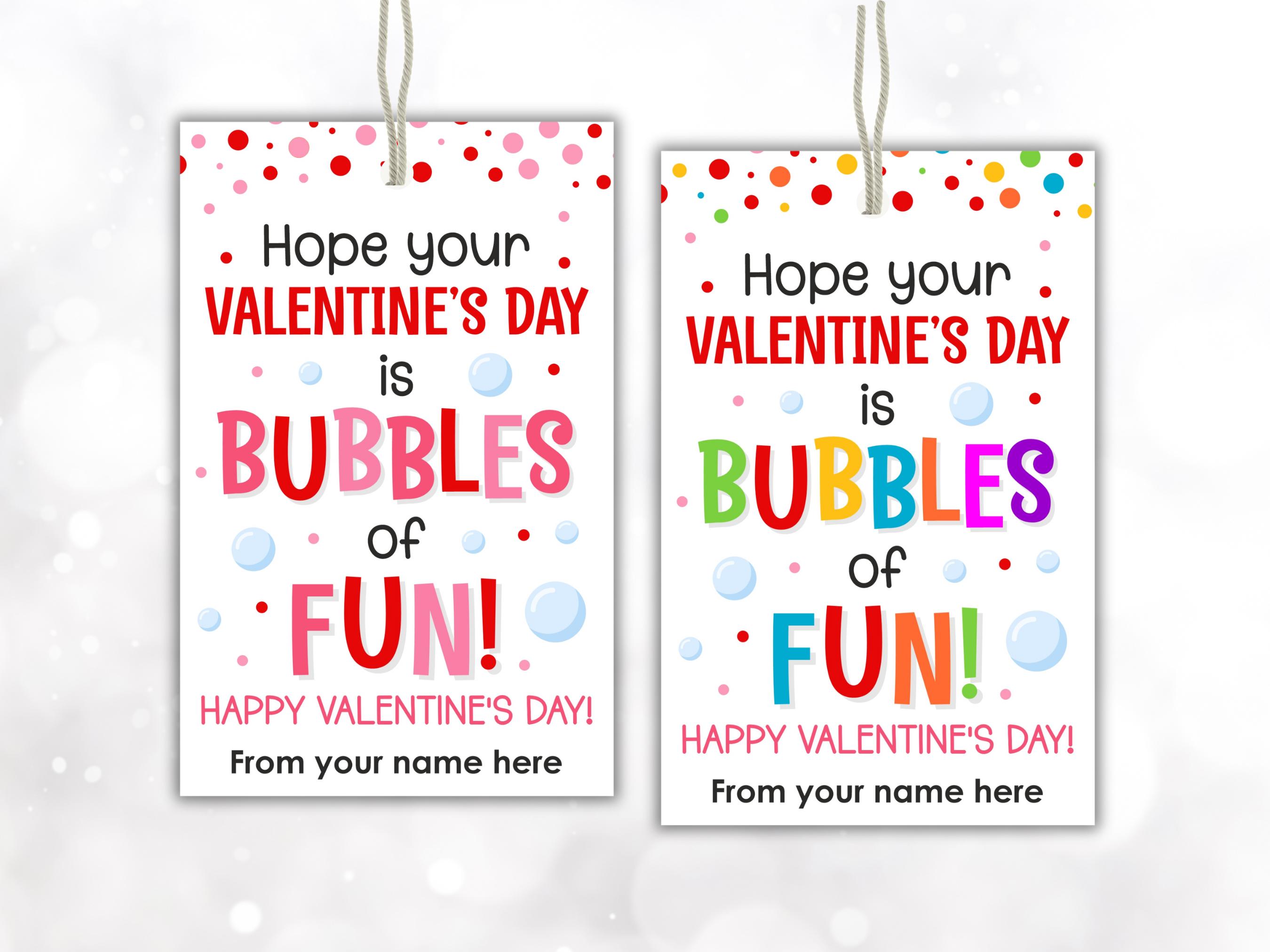 Valentine Bubble Tags Printable / Bubbles Gift Tags / Bubbles of Fun ...