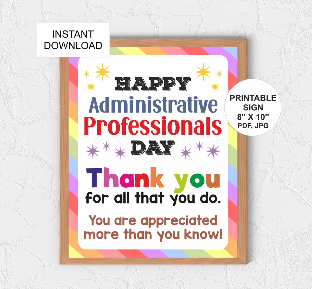Administrative Professional Day Poster Printable / Admin Day Sign ...