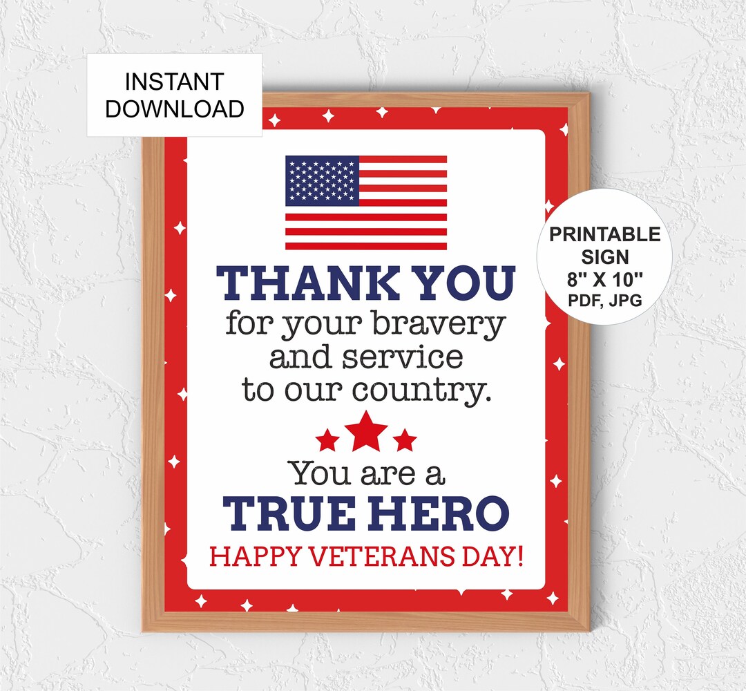 Veterans Day Poster Printable / Veterans Day Sign Printable / Veterans ...