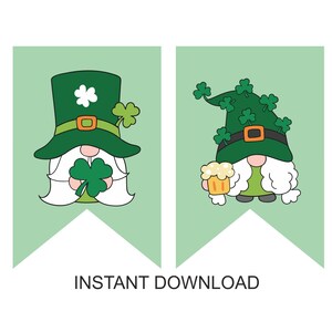 Printable St. Patrick's Day Gnome Banner / Gnome Garland / Lucky Banner ...