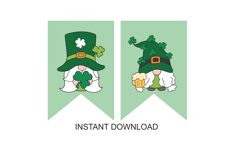Printable St. Patrick's Day Gnome Banner / Gnome Garland / - Etsy