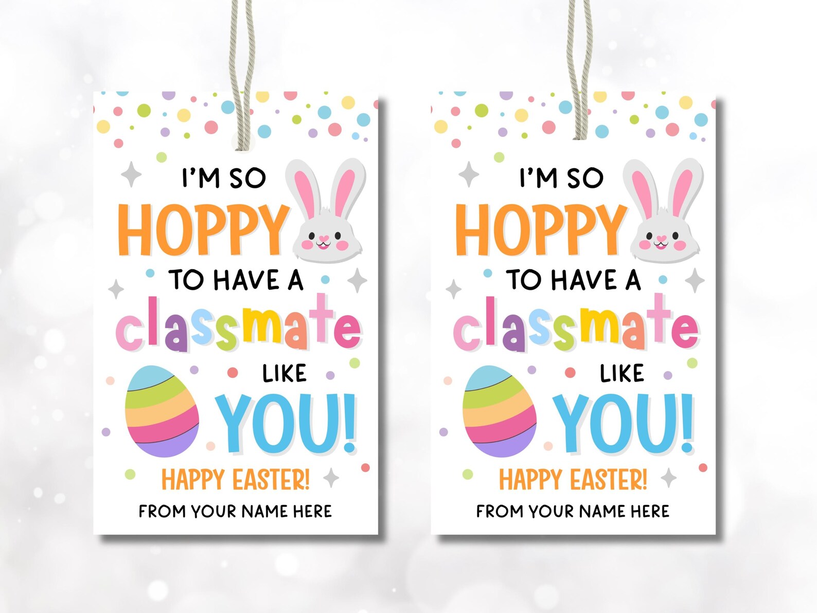 Easter Classmate Tags Printable / Easter Classmate Gift Tag / Hoppy to ...