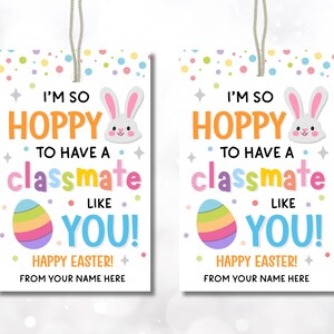 Easter Classmate Tags Printable / Easter Classmate Gift Tag / Hoppy to ...