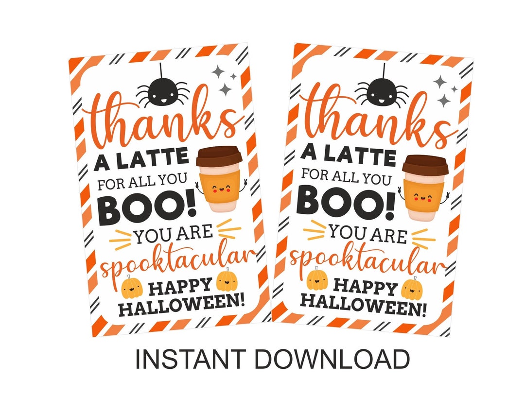 Halloween Coffee Tag Printable / Halloween Coffee Gift Tag / Halloween ...