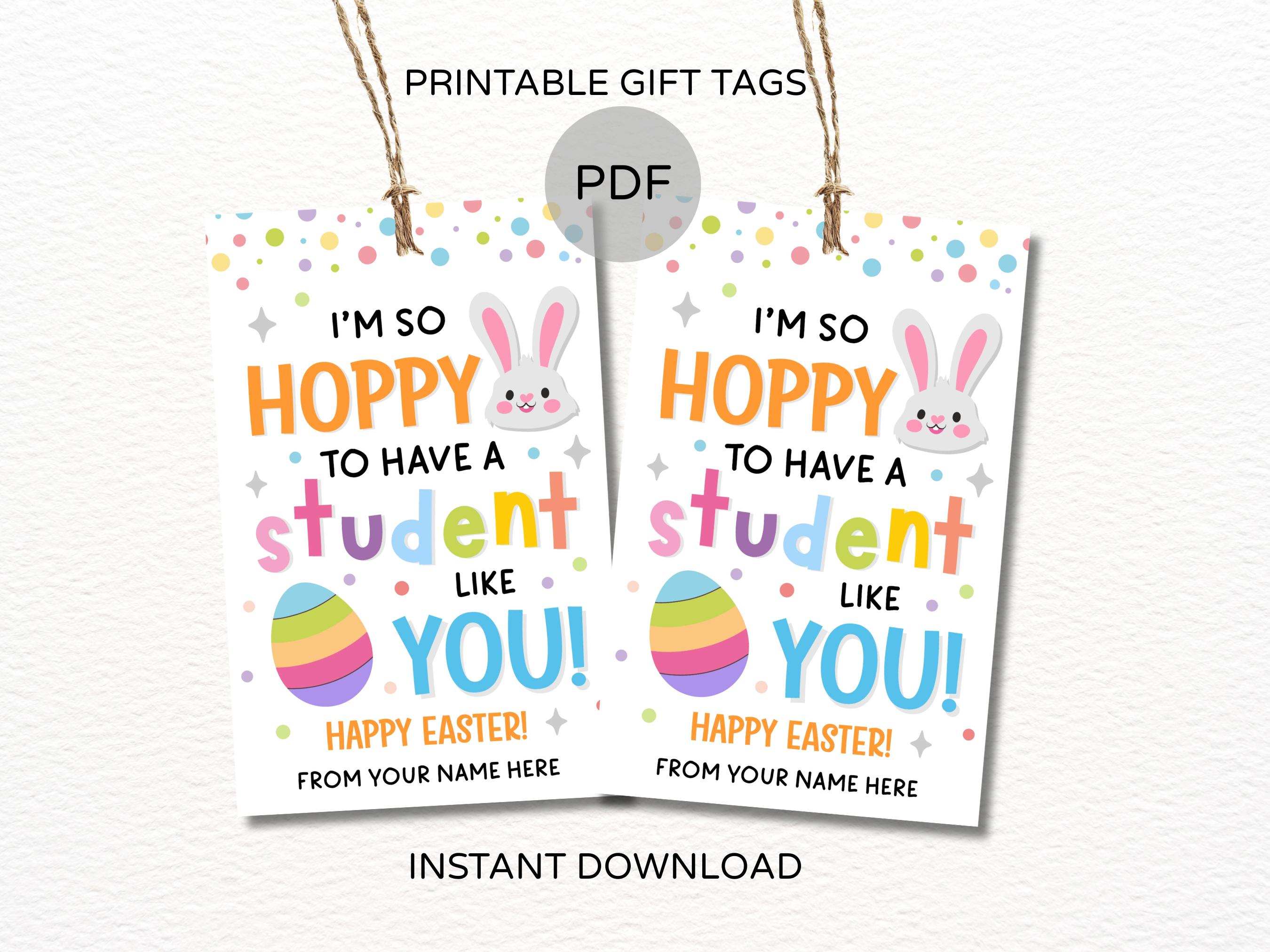 Easter Student Tags Printable / Easter Student Gift Tag / Hoppy to Have ...