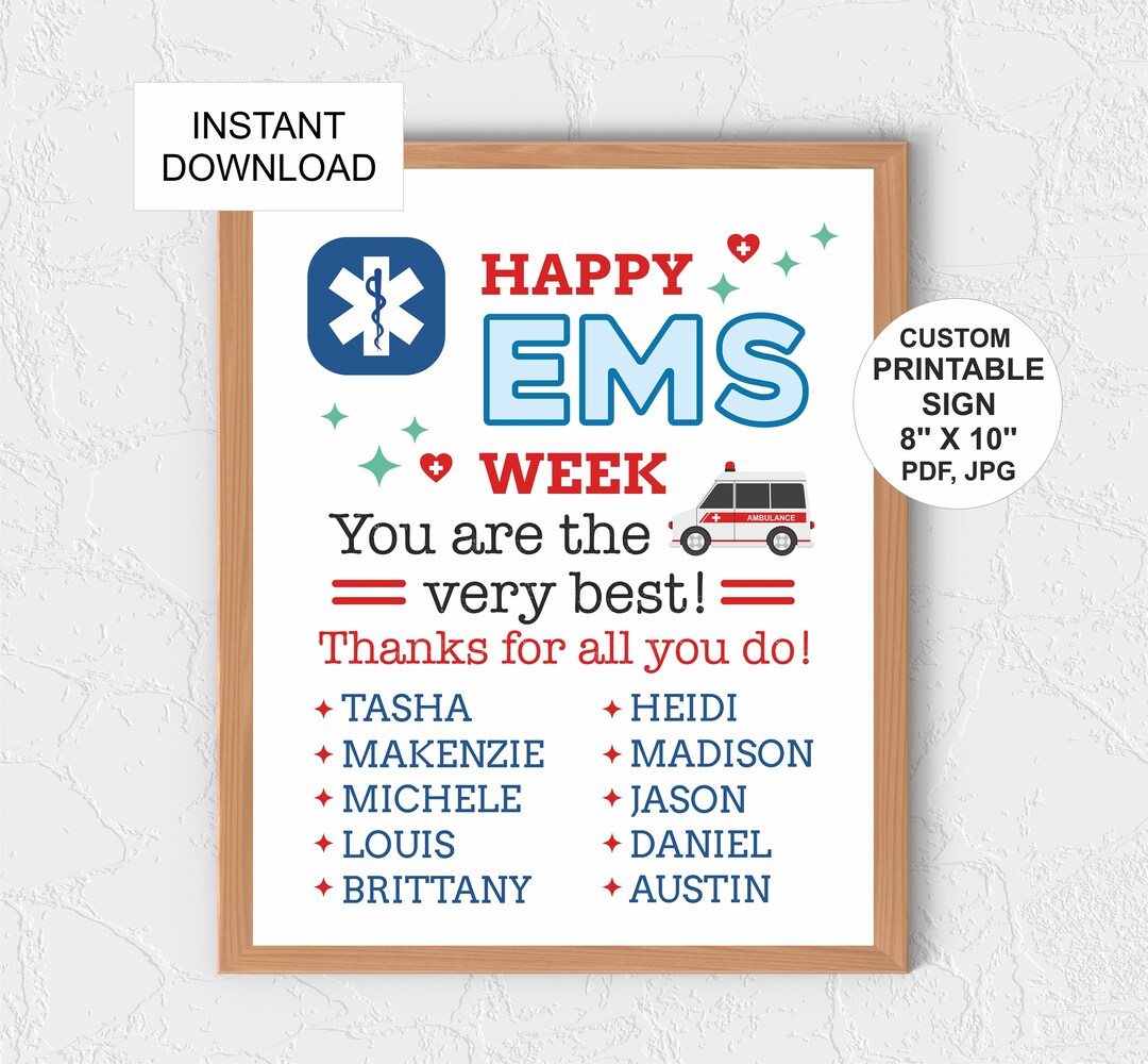 Personalised EMS Week Sign Printable / Ems Week Poster / Not Editable ...