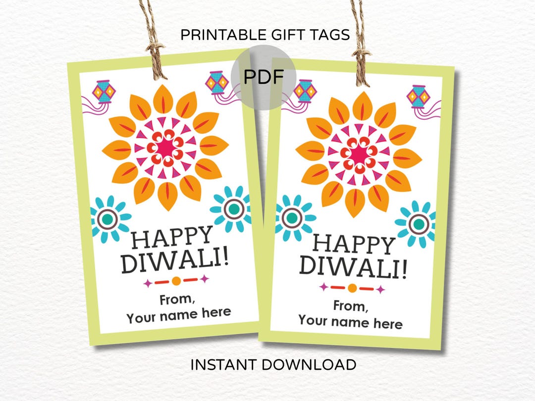 Happy Diwali Tag Printable / Diwali Gift Tags / Diwali Tags / Diwali ...