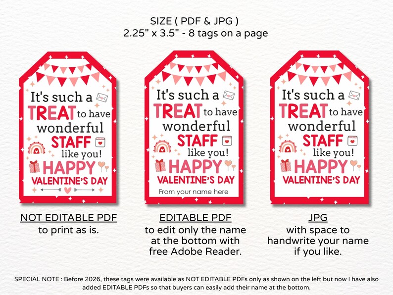 Valentine Staff Gift Tags Printable / Valentine Staff Appreciation Tag ...