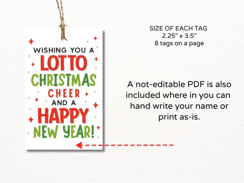 Christmas Lotto Tags Printable / Holiday Lotto Gift Tags / Holiday ...