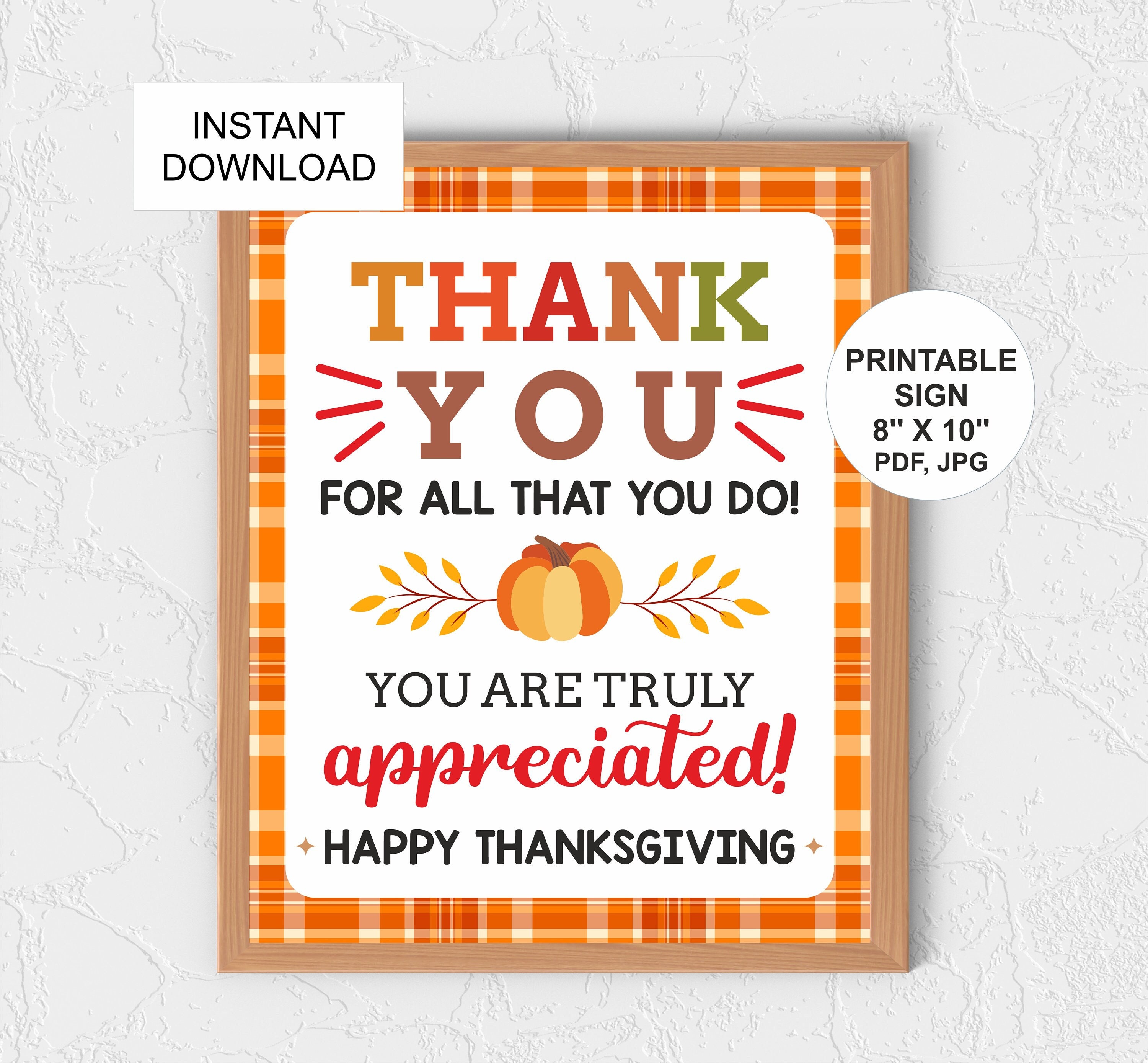 Thanksgiving Appreciation Sign Printable / Fall Appreciation - Etsy