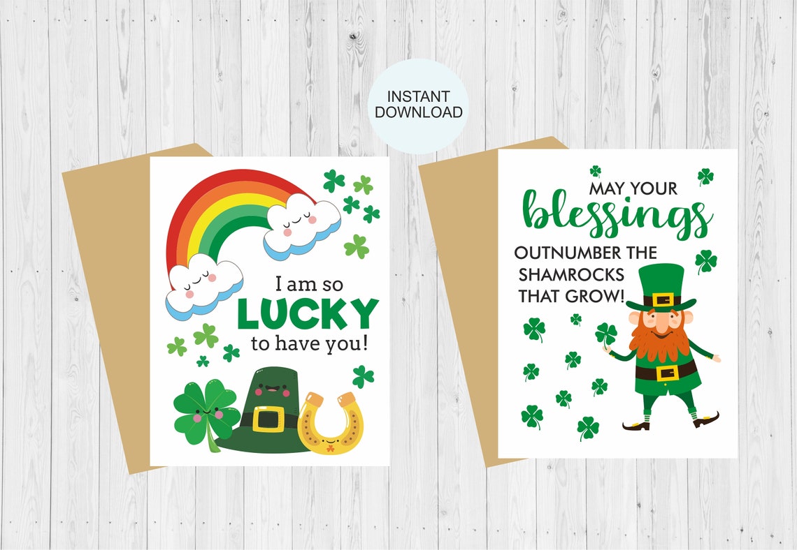 St Patricks Day Card Set Printable / St Patrick's Day | Etsy