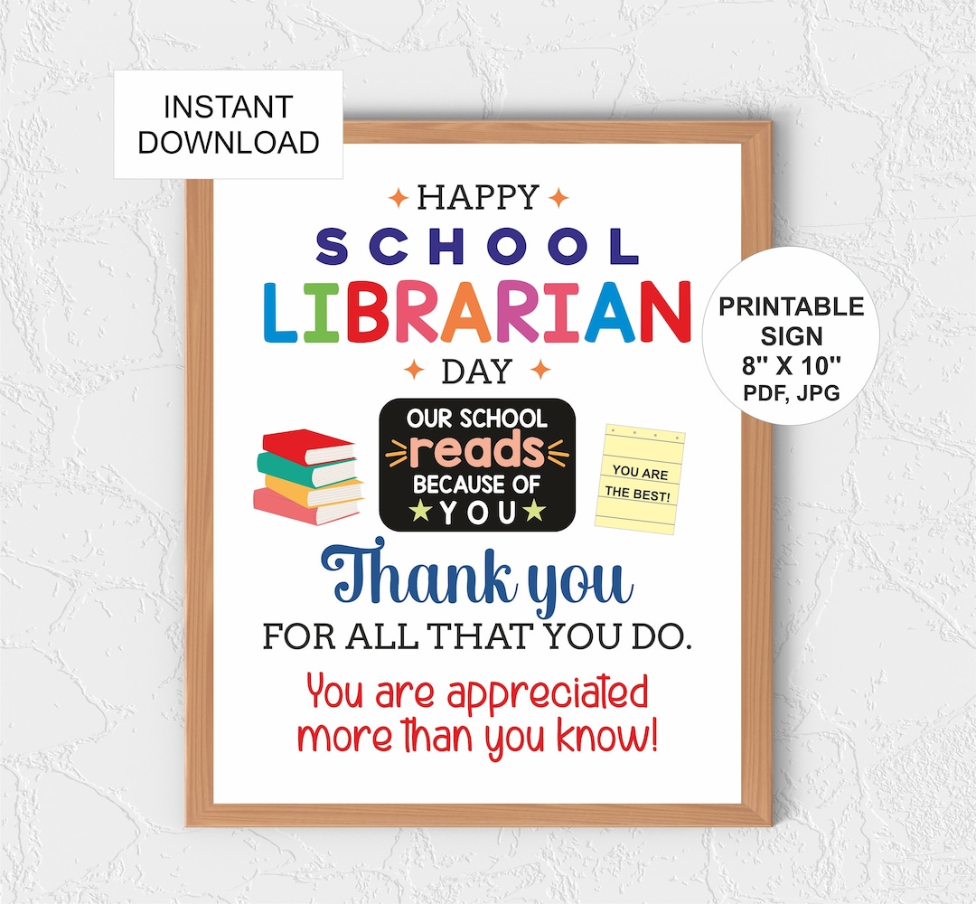 School Librarian Appreciation Poster Printable / School Librarian Day ...