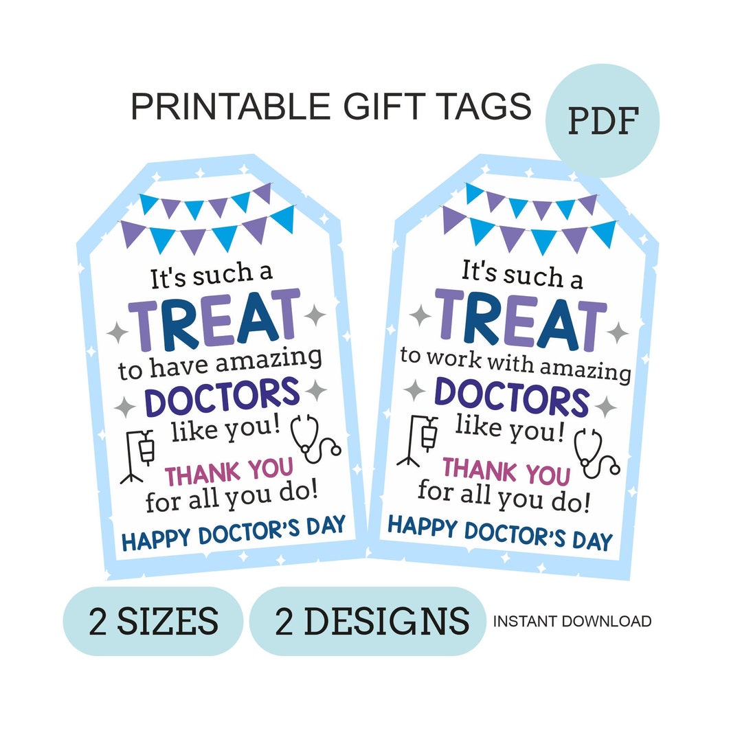 Doctors Day Treat Tags Printable / Doctor Thank You Tags / Doctor's Day ...