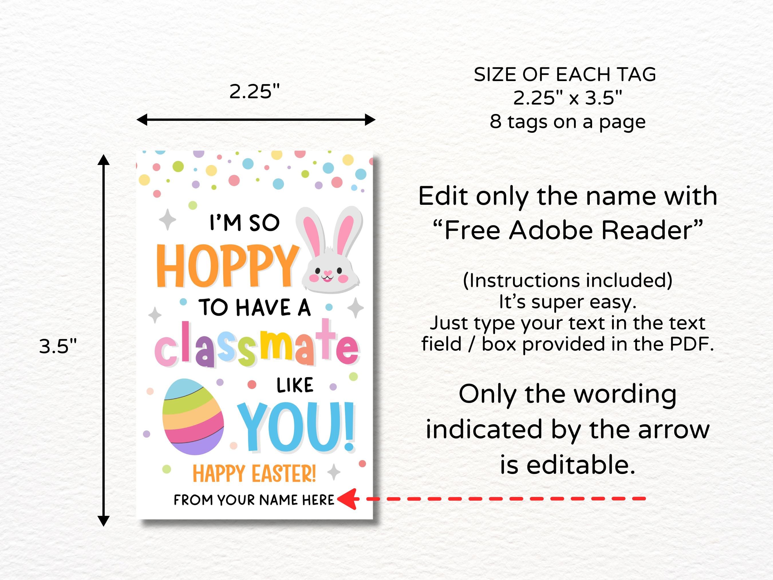Easter Classmate Tags Printable / Easter Classmate Gift Tag / Hoppy to ...
