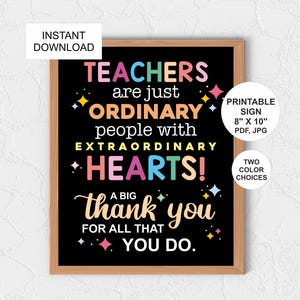 Teacher Appreciation Sign Printable / Teacher Thank You Poster ...