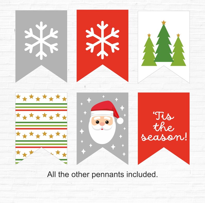 Printable Merry Christmas Banner / Red and Green Christmas Garland ...