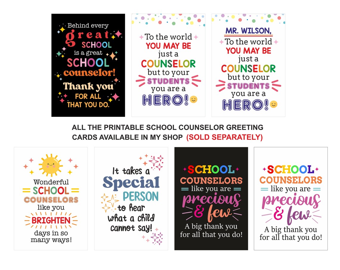 School Counselor Appreciation Card Printable / School Counselor Card ...