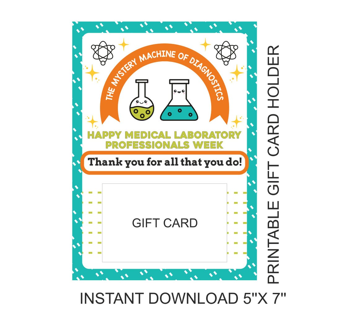 Lab Week Gift Card Holder Printable / Medical Laboratory Professionals ...