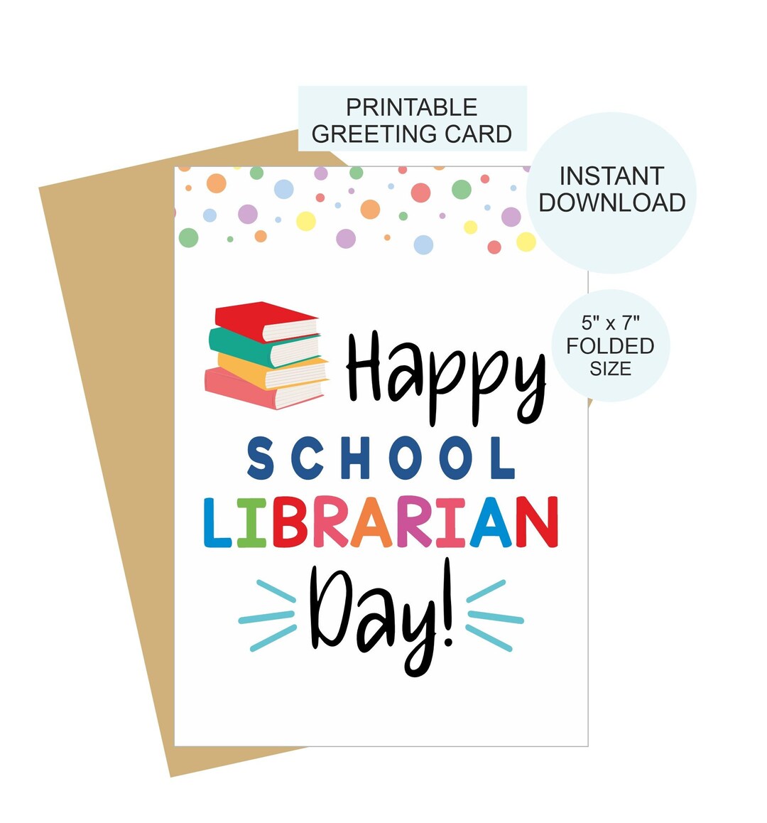 School Librarian Day Card Printable / School Librarian Card / School ...