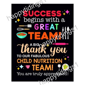 School Cafeteria Appreciation Sign / Child Nutrition Team Sign / School ...